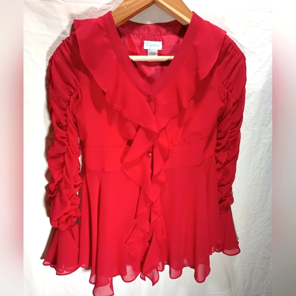K Jordan | Tops | K Jordan Size 6 Bunched Sleeve Ruffled Collar Cuffs ...